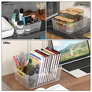 Joyeen 4-Pack Clear Fridge Storage Bins, Plastic Kitchen Pantry Storage Bins, 11.3" × 8.5" × 4.3"