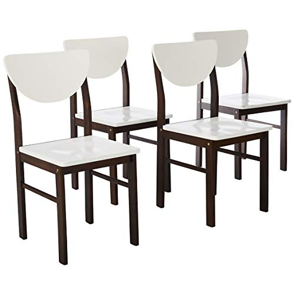 Kings Brand Furniture Dining Room Kitchen Wood Side Chair (Set of 4), Walnut/White