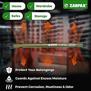 ZARPAX Gun Safe Dehumidifier Rod | Dehumidifier Rod For Enclosed Spaces, Gun Safe & Cabinets | Protect Valuables & Stop Humidity, Moisture, & Corrosion | Comes with 2 Mounting Brackets | 12''/30cm