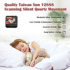 TAHEAT 14 Inch Wooden Simple Brown Wall Clock, Non Ticking Silent Clocks, Retro Accurate Arabic Numeral Clocks, Easy to Read Wall Clocks for Kitchen/Living Room/Bedroom