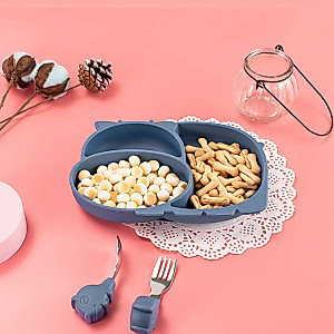 LongDear Suction Plates for Baby,Toddler Plates with Suction,Silicone Divided Kids Placemat Fits Most Highchair Trays (Blue)