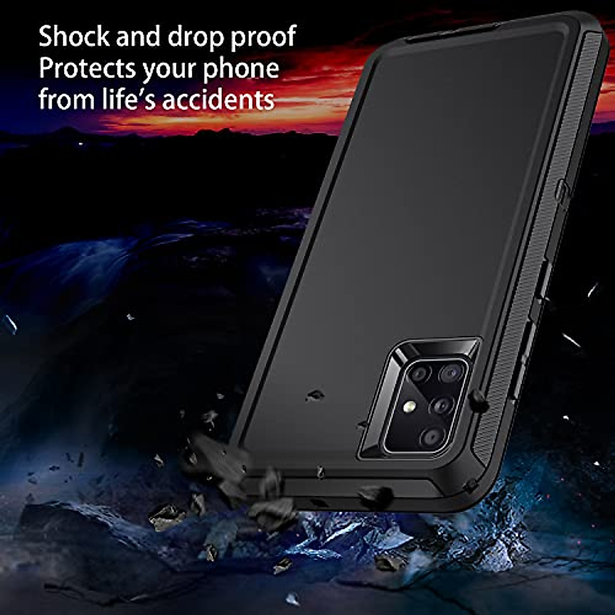 Mieziba for Galaxy A51 5G Case,Shockproof Dropproof Dustproof 3-Layer Full Body Protection Rugged Heavy Duty High Impact Hard Cover Case for Samsung Galaxy A51 4g 6.5 inch,Black