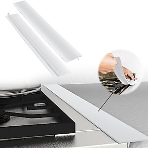 MSDADA 2 Pcs Silicone Stove Counter Gap Cover, Kitchen Counter Gap Anti-Slip Filler for Seals Spills Between Counter, Stovetop, Oven, Washing Machine (30 Inches, White）