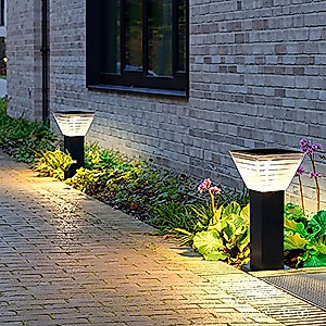 Post Lights Outdoor Solar Lawn Lights Metal Pillar Lights Waterproof Wall Lights Simple and Creative Garden Lights Community Villas Outdoor Floor Lights LED (C) ()