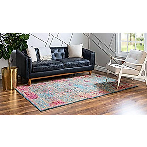 Unique Loom Medici Collection Floral Vibrant Colors Traditional Blue Area Rug (8' 0 x 11' 0)
