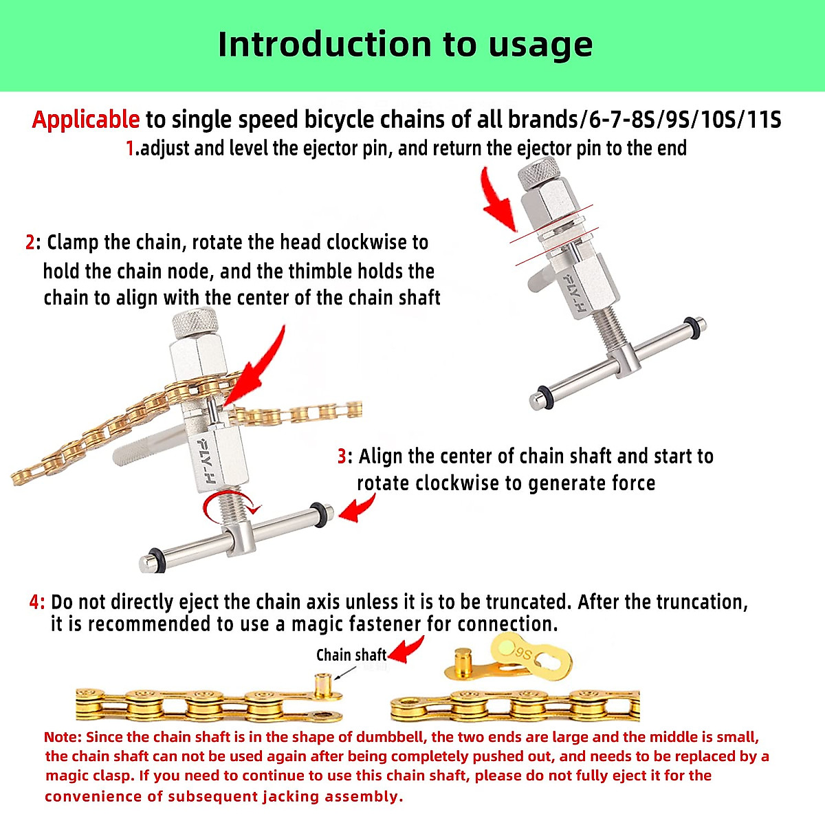 FLY_H Bike Chain Pliers Chain Master Link Pliers Tool +Bike Chain Break Tool Chain Cutter Splitter Breaker+Bike Wear Detection Ruler Chain Wear Indica