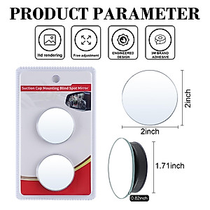 LivTee Blind Spot Car Mirror, 2" Round HD Glass Frameless Convex Side Mirror Blindspot, Reusable 360° Wide Angle Rear View Car Mirrors with Powerful Adjustable Suction Cup - Exterior Mirrors