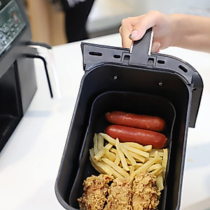 CUTIECLUB 2pcs Silicone Pot and 100pcs Disposable Liners Paper Set for Ninja DualZone XL/Dual Air Fryer, Rectangle Basket with Finger Holder and Clip