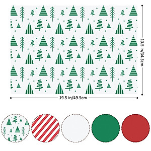 120 Sheets Christmas Tissue Paper for Gift Bags, Red Green and White Tissue Paper Bulk Assorted Design Gift Wrapping Paper, Xmas Tissue Paper for Crafts Holiday Decor