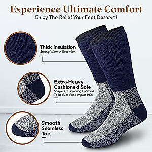 Debra Weitzner Merino Wool Thermal Socks For Men and Women - Cold Weather Extra-Warm Winter Boot Socks (3 Pairs)