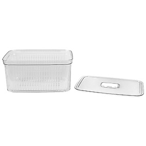 Home Basics Fruit and Vegetable Fridge Storage Container Large Produce Saver with Lid and Removable Colander