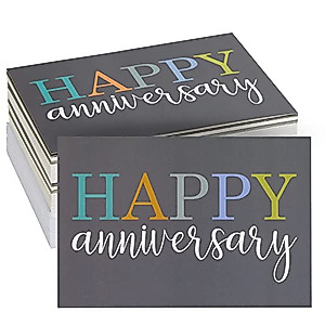 Juvale 36 Pack Happy Anniversary Cards with Envelopes for Work, Wedding, Employees, 6 Designs (Blank Inside, 4x6 In)