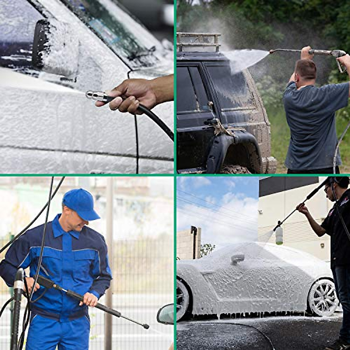 Selkie Pressure Washer Sewer Jetter Kit - 100Ft Hydro Drain Jetter Cleaner Hose, Corner, Rotating and Button Nose Sewer Jetting Nozzle Waterproof Tape,Orifice 4.0 4.5,1/4 Inch NPT,5800 PSI