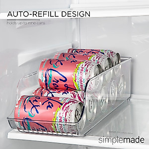 Soda Can Dispenser for Refrigerator - 5" x 14" Clear Soda Holder or Pop Organizer for Fridge -Multipurpose Storage for Kitchen, Office, Bathroom by SIMPLEMADE