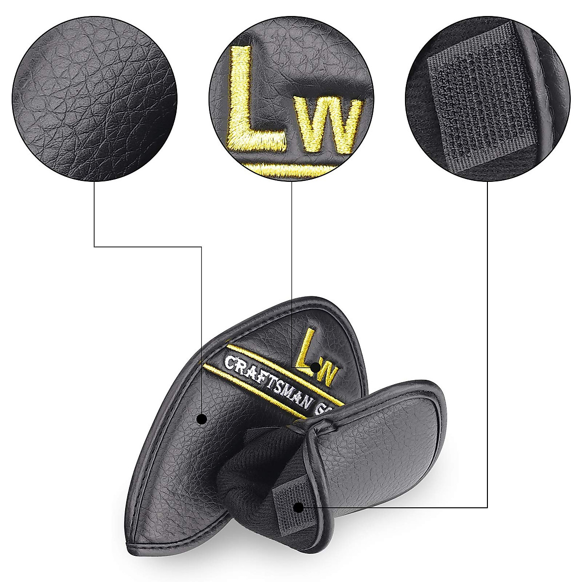 CRAFTSMAN GOLF Left Handed 12pcs Black Synthetic Leather Golf Iron Head Covers Set Headcover with Colorful Number Embroideried,Easily get The Needed Iron for Callaway Ping Taylormade Cobra Etc.