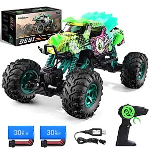 Holyton Remote Control Cars, 1:12 Large Scale Dinosaur Monster RC Trucks, 4WD Liftable Chassis Off Road Rock Crawler for Kids, 2 Batteries for 60+ Minutes Play, RC Car Toys Gift for Boy & Girls