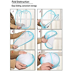 5 PCS Foldable Pop Up Laundry Bag Basket (fine mesh-random color)