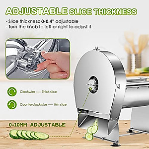 NEWTRY Electric Vegetable Slicer Commercial Fruit Slicer Machine Tomato Slicer 0-10mm (25/64inch) Thickness Adjustable Stainless Steel for Lemon Potato Onion Tomato 110V US