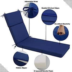 idee-home Chaise Lounge Cushions Outdoor, Lounge Chair Cushion 80in.L x 26in.W x 3in.D Patio Cushions for Outdoor Furniture Waterproof for Lawn Pool