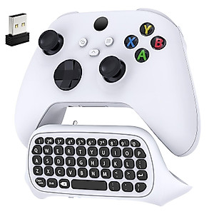 Keyboard for Xbox Series X/S, One/One X/S, Elite one/2 Controller, Wireless Chatpad Gaming Keypad with USB Receiver and Speaker, 3.5mm Audio Jack Accessories for Xbox (Controller Not Included), White