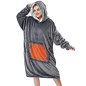 STARBEDIA Heated Wearable Blanket Hoodie - Cordless Wearable Electric Blanket Oversized Hooded Blanket with Battery Pack, Portable Heating Hoodie Blanket Sweatshirt for Adult Women Men, Gray