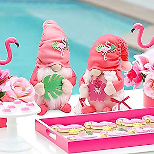 CiyvoLyeen Flamingo Gnomes Summer Gnomes Decor Beach Tropical Decor Tomte Plush Handmade Scandinavian Nisse Elf Dwarf Home Household Farmhouse Kitchen Tiered Tray Decorations