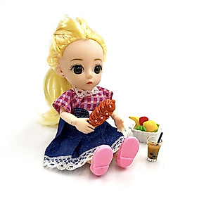 10 Set 50 Pieces Miniature Food Fits Doll Accessories Mini Drink Milk Hamburger Fries Cola Juice Plate Knife Fork Spoon Dessert Cake BBQ Milk Tea Fruit Fast Set Pretend Kitchen Play Toys Dollhouse