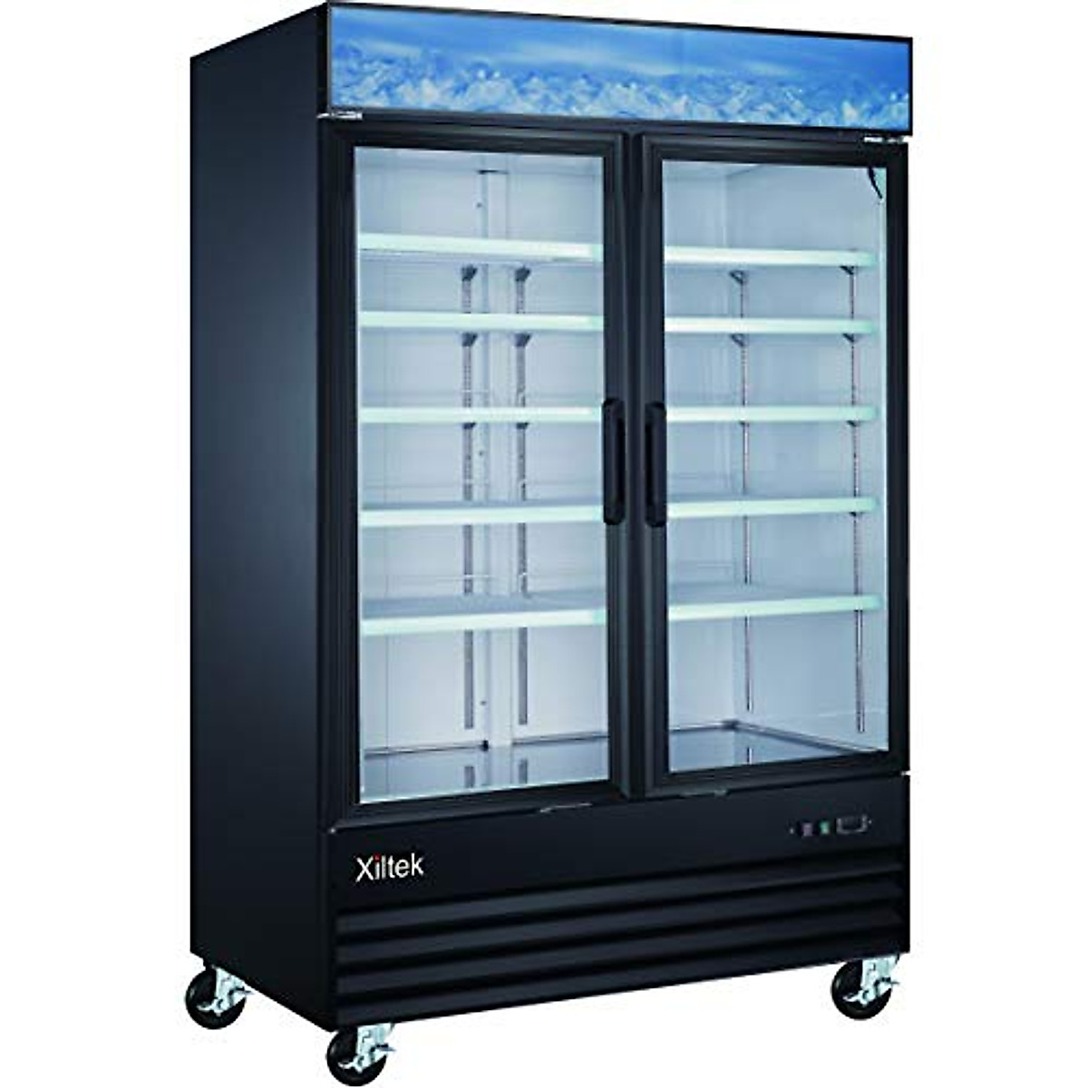 Xiltek Double Door Upright Commercial Display Freezer - Large Capacity Glass Door Merchandiser Freezer 45 CU Ft.