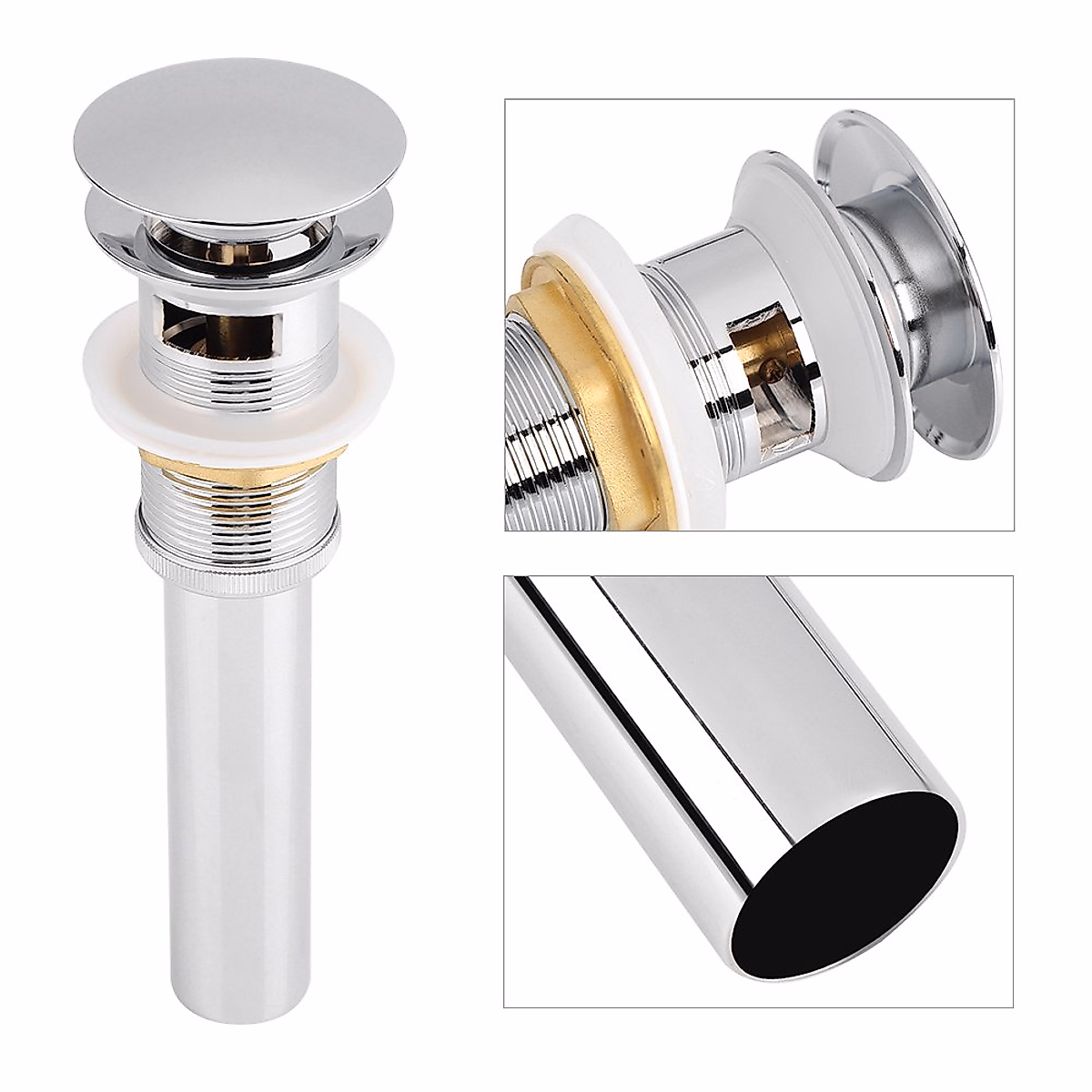 Bathroom Sink Drain Vessel Up Sink Drain Brushed with Overflow for Kitchen Bathroom