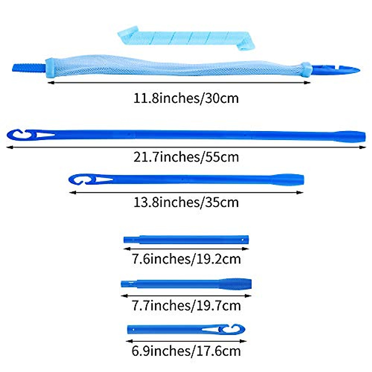 Elcoho 36 Pieces 30 cm Hair Curlers Spiral Curls Styling Kit Magic Hair Rollers with 3 Pieces Styling Hooks No Heat DIY Spiral Hair Roller with a Storage Bag Spiral Curls (4 colors) Blue