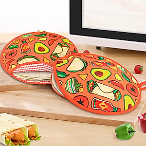 ZKOO Tortilla Warmer Pouch 12-Inch, Insulated Tortilla Holder -Microwavable Use Fabric Bag to Keep Food Warm.Ideal for Tortillas & Breads! (1, Orange)