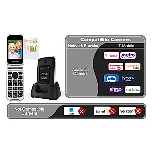 USHINING 4G Senior Flip Phone Unlocked with Speed Talk SIM Card Big Button Clear Sound Seniors Cell Phone for Elderly with Charging Dock (Black)