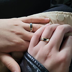 Personalized Women's Two Tone Silver & Gold Stainless Steel Promise Ring Custom Engraved Free - Ships from USA