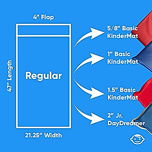 KinderMat, 5/8" Thick with Pillow Section, 4-Section Rest Mat, 45" x 19" x 5/8", Red/Blue, Great for School, Daycare, Travel, and Home, Made in The USA