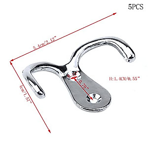 Faotup 5PCS Bronze Zinc Alloy Metal Double Hooks for Hanging,Double Hook Silver,Double Coat Hooks Silver,Double Coat Hooks Hardware,with Screws,2.12×1.57×0.55inches