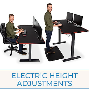 Stand Steady Tranzendesk Power | 63in Electric Gaming Desk | Extra Large Height Adjustable Electric Standing Desk | Ergonomic Computer Desk with 3 Monitor Mount Grommet Holes & Full Size Mouse Pad