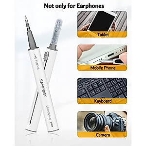 Sampoet 4-in-1 AirPods Cleaner Kit, New Generation Multifunctional Airpods Cleaner with Soft Brush for Earbud, Headphone, Keyboards, Camera, Mobile Phone (White 1 Pack)