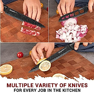 Knife Set, 6 Piece Kitchen Knife Set, High Carbon German Stainless Steel Knives Set, Non-stick Coating, Ultra Sharp, Dishwasher Safe