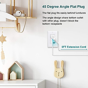 HANDSONIC Power Strip, Mountable Flat Plug Extension Cord with 4 Outlets, 3 USB-A, 1 USB-C, 5 ft Cord, Compact Size Charging Station for Home, Office, Dorm Essentials, Desktop, Travel and Cruise Ship