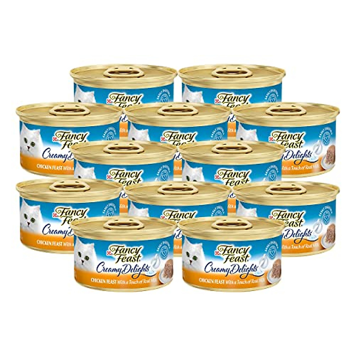 Purina Fancy Feast Creamy Delights Wet Cat Food, Chicken Feast with Real Milk, Easily Digestible Wet Cat Food for Adult Cats, 3-Ounce Cans (Pack of 12)