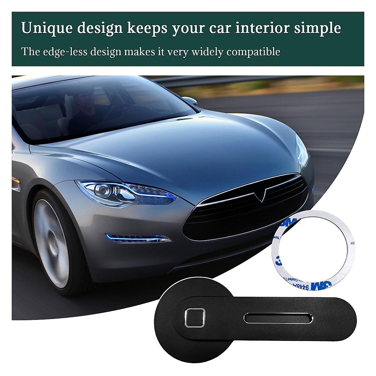 Dickno Car Phone Mount, 90 Degree Rotatable Magnetic Cell Phone Holder with Strong Magnet, Foldable Invisible Smart Phone Mount, Universal Vehicle Interior Accessories for All Phones (Black)