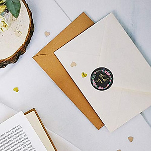 Thank You Stickers Roll - 1.5 inch Thank You Stickers with Floral Base Color, Gold Foil Design, 500 Thank You Stickers for Small Business, Gift Bags, Envelopes Seals, Mailer Stickers and More