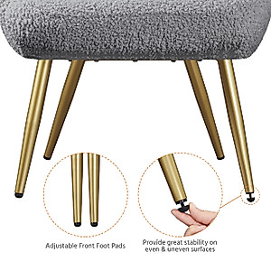 Yaheetech Boucle Reading Chair, Sherpa Furry Casual Accent Chair with High Back and Soft Padded, Modern Fuzzy Sherpa Chair, Cozy Armchair for Living Room Bedroom Office, Gray