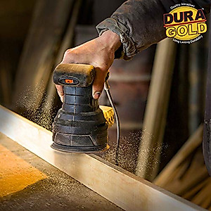 Dura-Gold Premium 60, 80, 100,120,180,220,320,400,600,1000 Grit 6" Gold Sandpaper Discs, 17 Hole Pattern Dustless, 5 Each, 50 Total - Hook & Loop Backing for DA Sander, Sanding Automotive, Woodworking