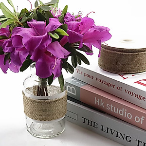 LIUYAXI Natural Burlap Wired Ribbon, 1-1/2" x Continuous 10 Yard, Solid Wired Edge Ribbon for Crafts,Gift Wrapping,Big Bow,Wreath,Tree Decoration,Outdoor Decoration