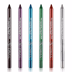 Go Ho 6 PCS Colorful Eyeshadow Eye Liners Set, Colored Eyeliner Pencils Pearl Eyeliner Kit Glitter Eye Liners for Women,Shimmer Metallic Eyeliner Pencil Professional Eye Color & lip Liner Makeup