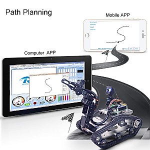 Smart Robot Car Kit for Raspberry Pi, Tank Robot Chassis Real-Time Video Transmission, WiFi/Bluetooth Control, Path Planning, Programmable Robot Kit (Stainless steel chassis+Raspberry Pi 4B(4GB))