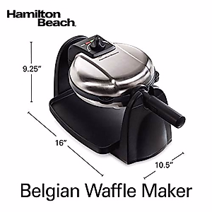 Hamilton Beach Flip Belgian Waffle Maker with Non-Stick Removable Plates, Browning Control, Drip Tray, Stainless Steel (26030)