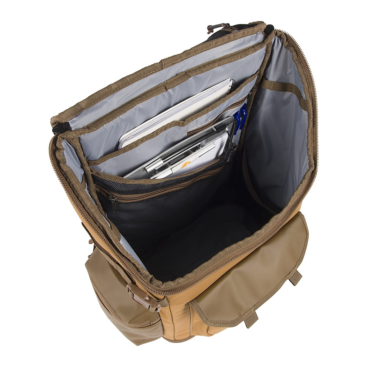 Carhartt 35L Nylon Workday Backpack, Durable Water-Resistant Pack with 15" Laptop Sleeve and Adjustable Shoulder Straps, Brown, One Size