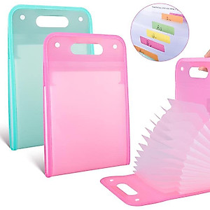 Jspupifip 2 Pcs Vertical Accordion Folder, 13 Pockets According File Folder Organizer Expanding File Folder Waterproof Document Receipt Organizer Accordian Filing Folder for Classroom, Home, Office